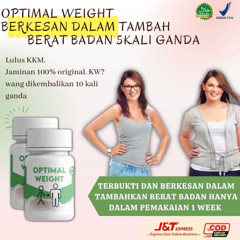 SUPLEMENT TAMBAH BERAT BADAN - OPTIMAL WEIGHT - VITAMIN GEMUK - UBAT ...