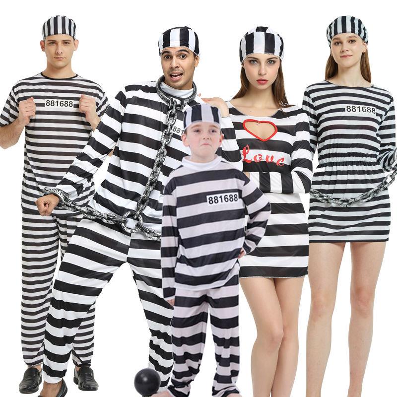 Halloween Adult Strips and Prisoner Clothes Costumes Female Male Prison ...