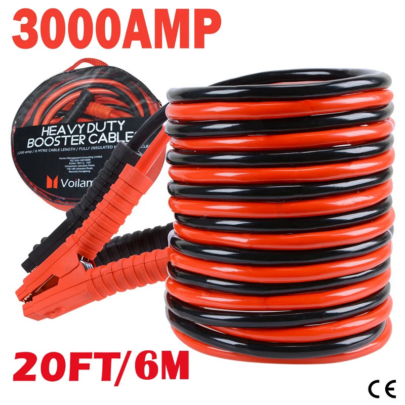Voilamart 20ft 6m Booster Jumper Cables 3000amp 1200amp 0gauge Heavy