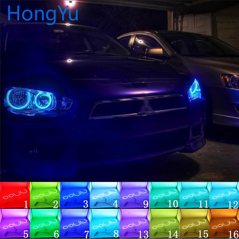 Multi-color RGB LED Angel Eyes Halo Ring Eye DRL RF Remote Control for ...