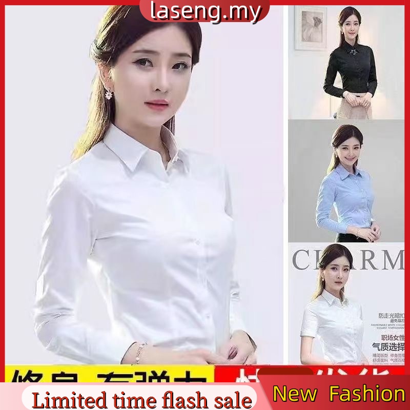 5 Colors Plus Size Long Sleeve White Shirt Womens Professional Office ...