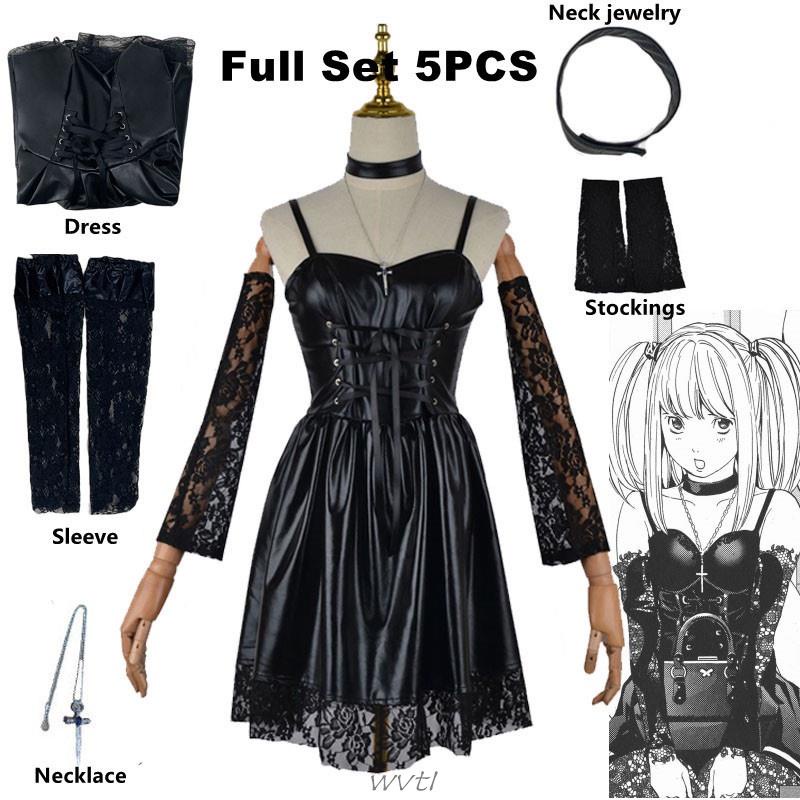 MO Death Note Cosplay Costume Misa Amane Imitation Leather Sexy Dress ...