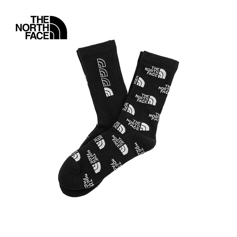 The North Face Unisex AOP Sock Crew 2 Pack TNF Black/TNF White Logo ...