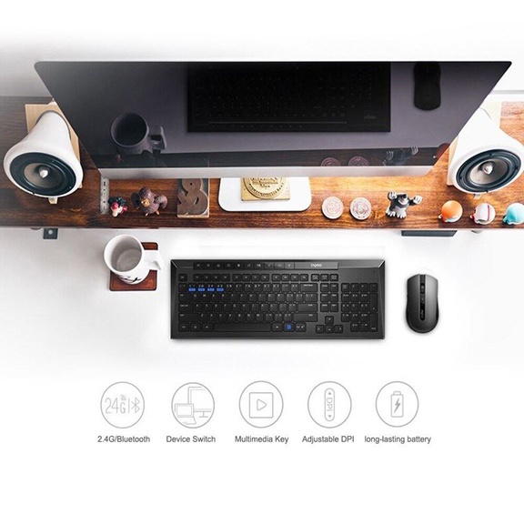 RAPOO 8200M Multi Mode 2.4G Wireless Bluetooth Combo Set / Spill ...
