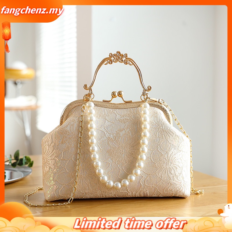 Large-Capacity Lace Clip-On Female Dinner Bag Clutch Shoulder Gift ...
