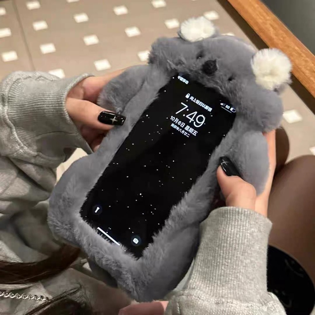 Grey Koala iPhone 1514promax Case 1312 Warm Plush XsMaxXR Trendy Women ...