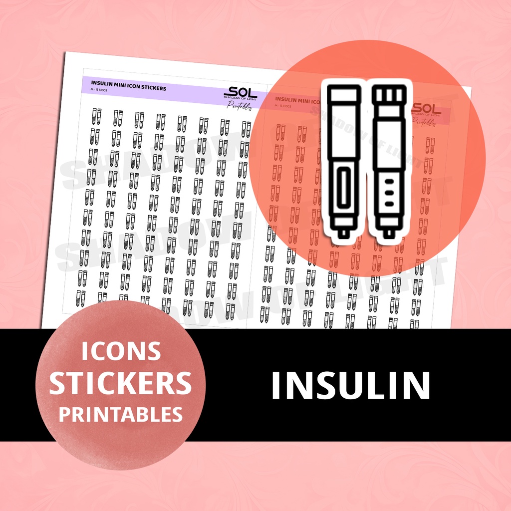 Printable Insulin Icon Stickers | PDF | Planner Stickers | Hobonichi ...