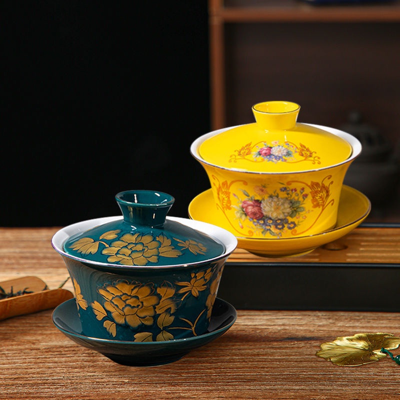 Ningxia Babao Tea Cap Bowl Large Capacity Tea Cup宁夏八宝茶盖碗大容量茶杯大号景德镇瓷特大号三 ...