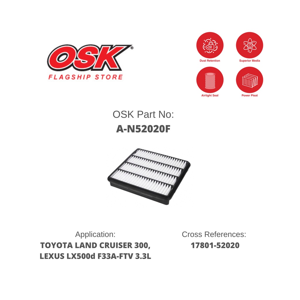 OSK AIR FILTER for TOYOTA LAND CRUISER 300, LEXUS LX500d F33AFTV 3.3L ...