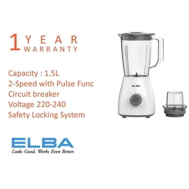 ELBA Blender with Grinder EBG-M1550(WH) | Shopee Malaysia