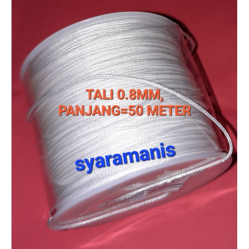 Tali Rope size@lebar : 0.5, 0.8, 1.0, 1.5 dan 2.0mm, Tali Nylon Putih ...
