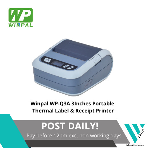 Winpal WP-Q3A 3Inches Portable Fast Printing Thermal Label & Receipt ...