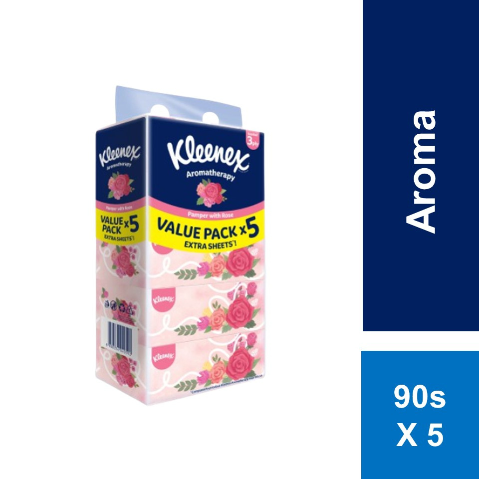 Kleenex Facial Tissue Rose Aroma - 3 PLY 80's x 5 boxes | Shopee Malaysia