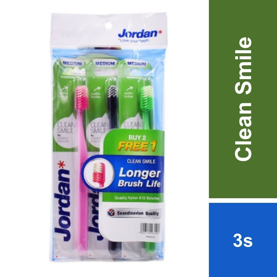 Jordan Clean Smile Toothbrush (Medium) - 2 + 1 Value Pack | Shopee Malaysia
