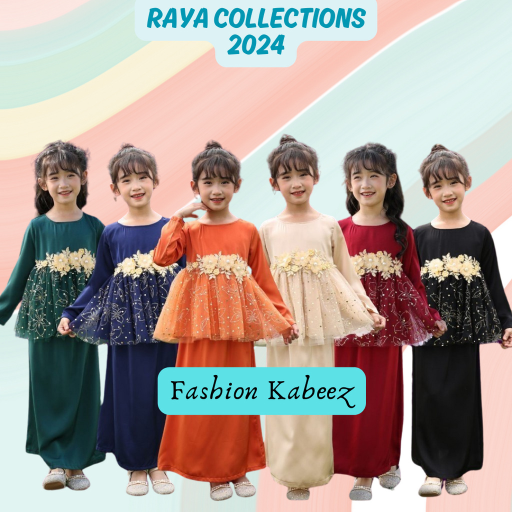 [ 2y - 12y ] Kids Girl Lace Kurung Peplum SOFIA RAYA 2024 ( Baju Kurung Peplum Budak Perempuan ...