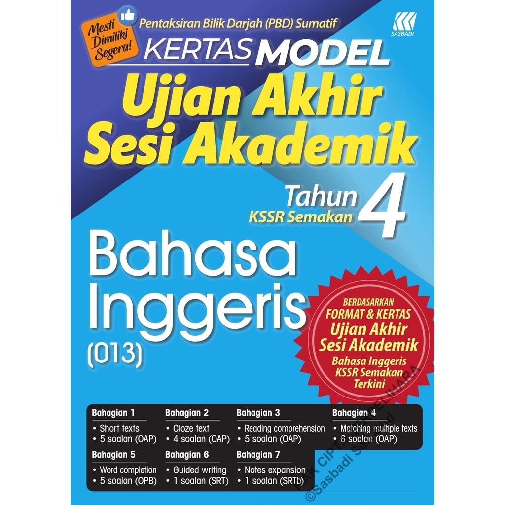 Sasbadi 2023: Kertas Model UASA: English Year 4 KM23RBI4 9789837734708 | Shopee Malaysia