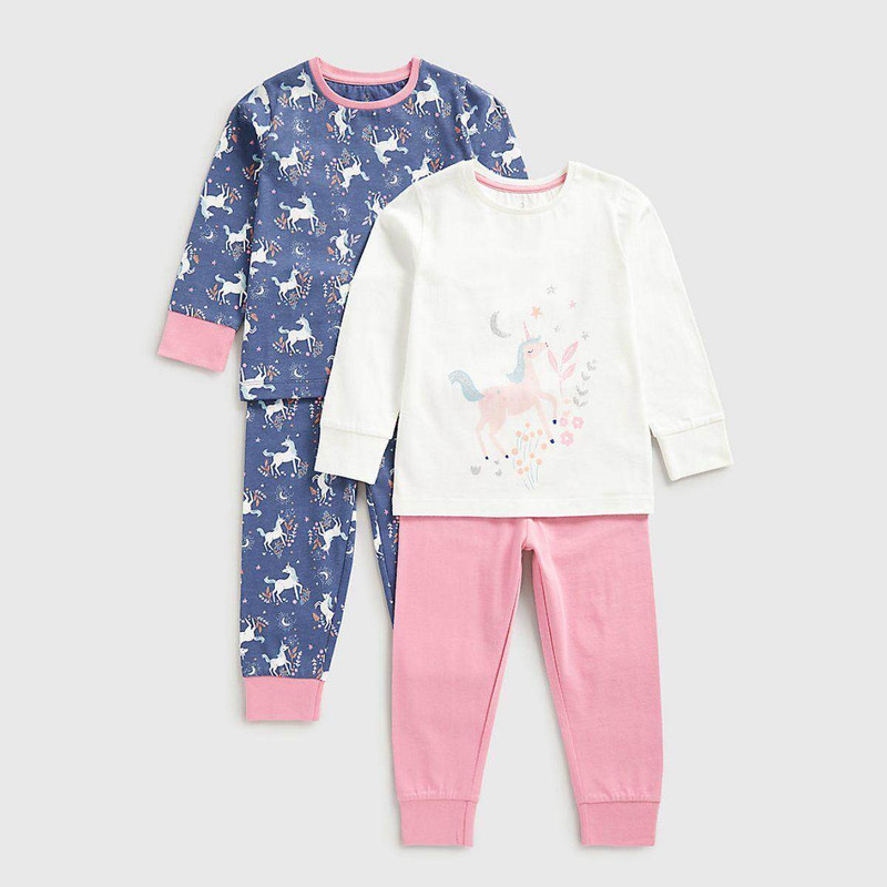 Mothercare Girl Long Sleeve And Long Leg Party Horse Pyjamas - 2 Pack ...