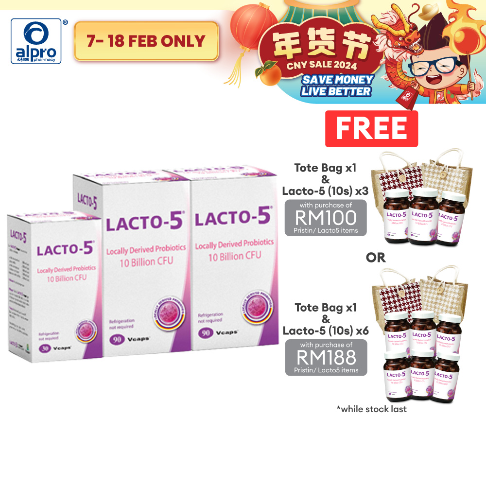 Lacto-5 Probiotics For Digestion System (500mg x 90s x 2) [Free 30s ...