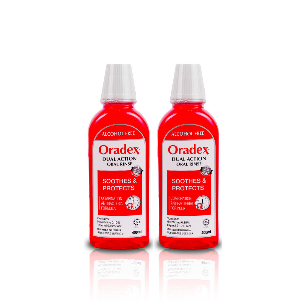 Oradex Dual Mouthwash Mint (400ml x2) - 100% Alcohol Free | Daily Oral ...