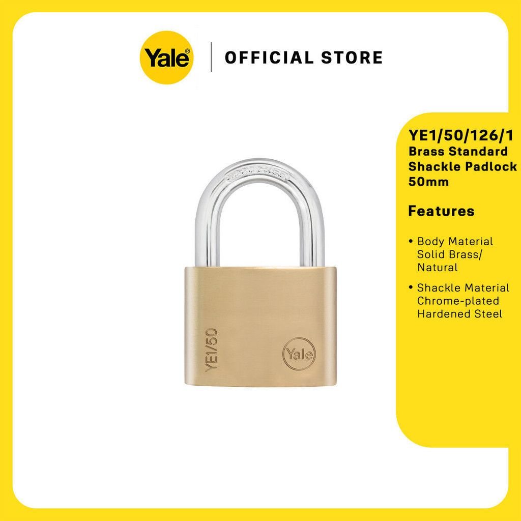 Yale YE1 50mm Indoor Essential Brass Standard Shackle Padlock YE1/50 ...