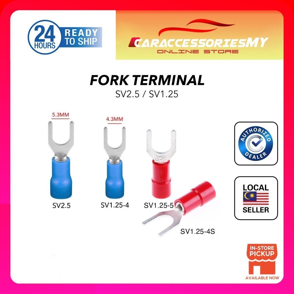 car wire terminal SV1.25 SV2.5 fork U shape Y type insert spring connector Fork Spade Crimp ...