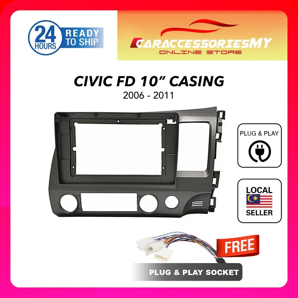 Honda Civic FD 2016 to 2011 10 inch android player casing with socket ...