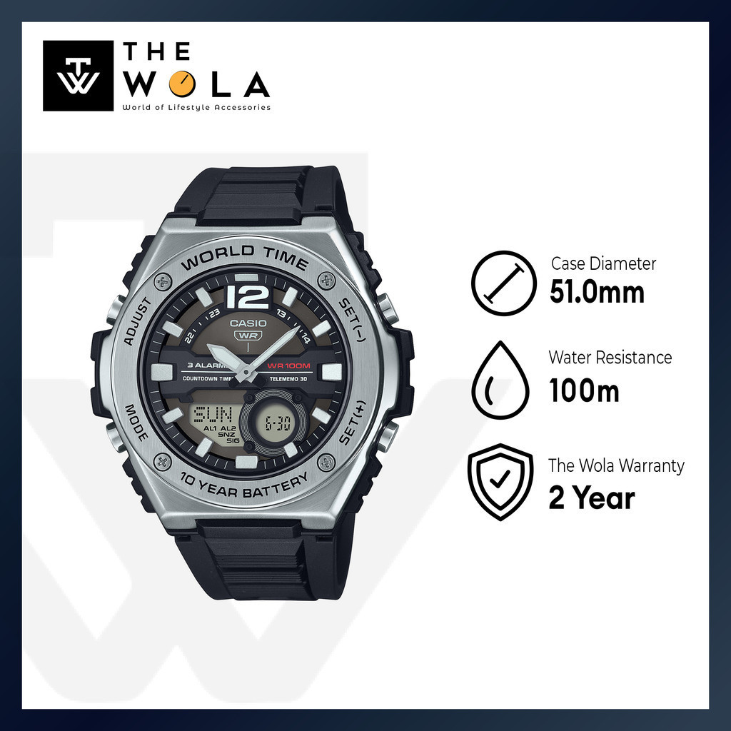 2 Years Warranty Casio Mens Analog Digital Watch Mwq 100 1a Black Resin Strap Sport Watch