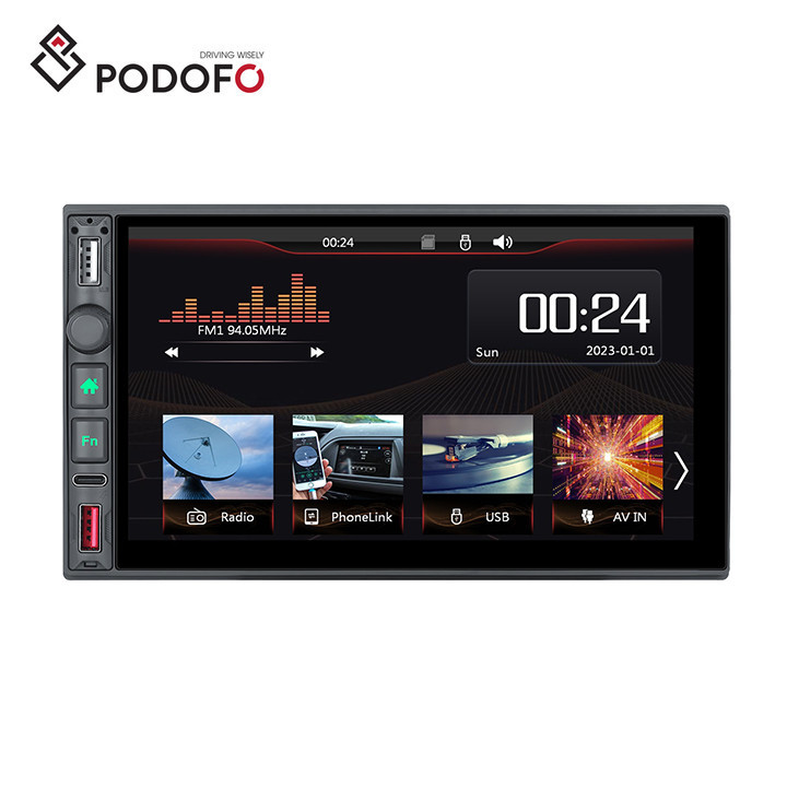 Podofo Double Din 7'' Car Stereo MP5 Player Carplay Android Auto BT/FM ...