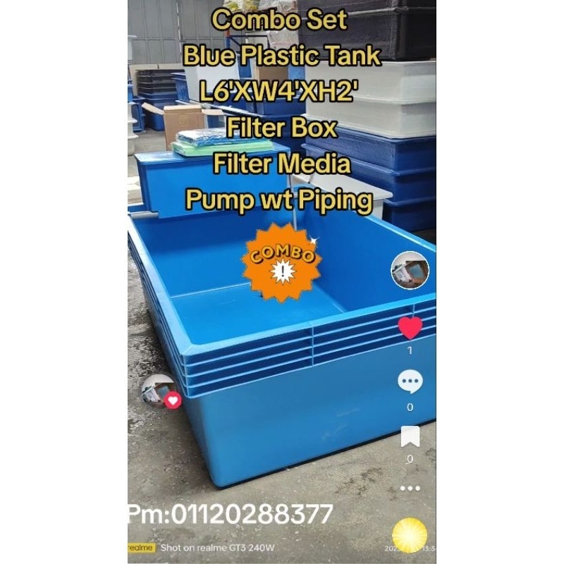 [Combo Set] Blue Plastic Tank L6'xW4'xH2' | Shopee Malaysia