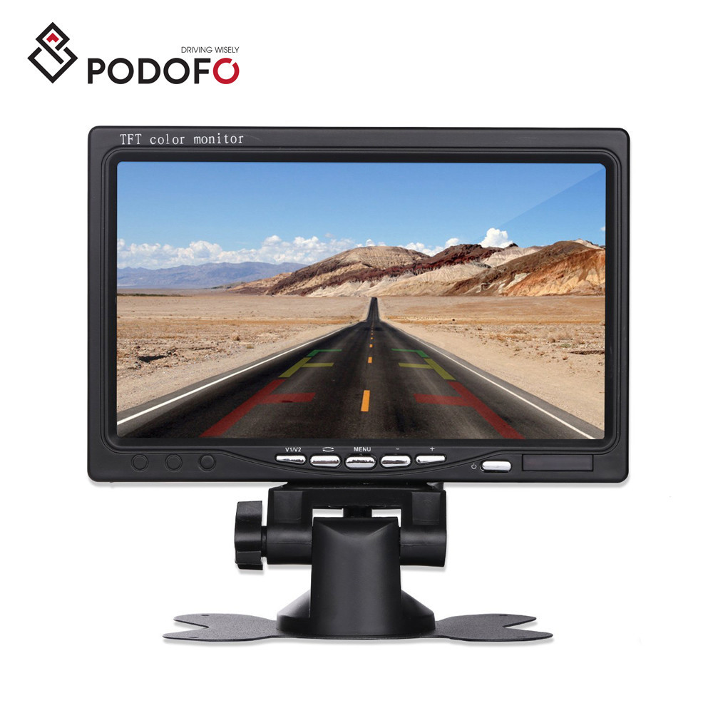 Podofo 7" Color LCD Monitor Car Monitor For Truck Heavy Duty Auto Rear ...