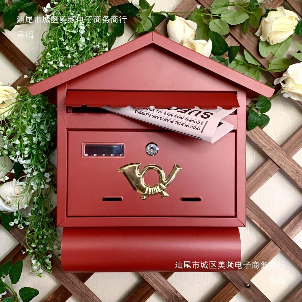 ST-⛵Mailbox Wall-Mounted Iron Mailbox Outdoor Wall-Mounted Decoration ...