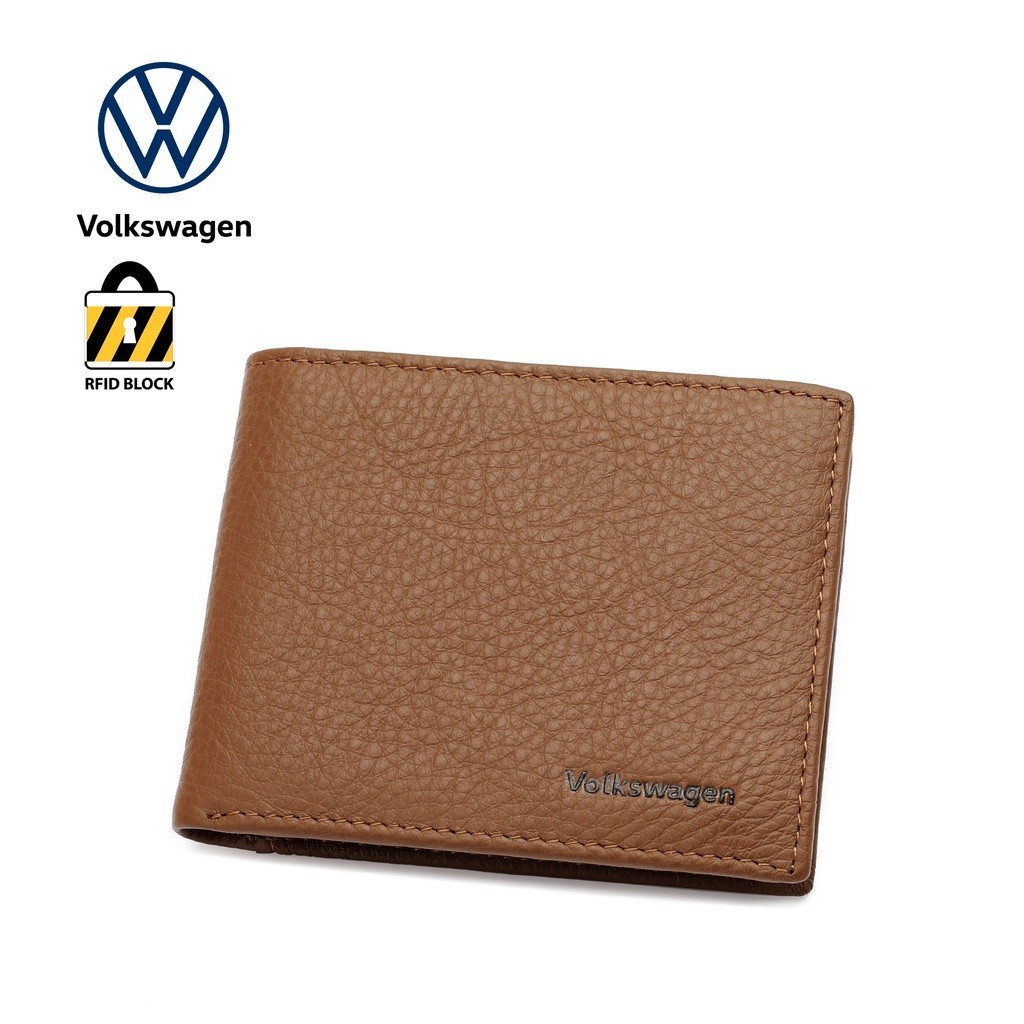 Volkswagen Genuine Leather RFID Bi-Fold Wallet VWW 130 Khaki | Shopee ...