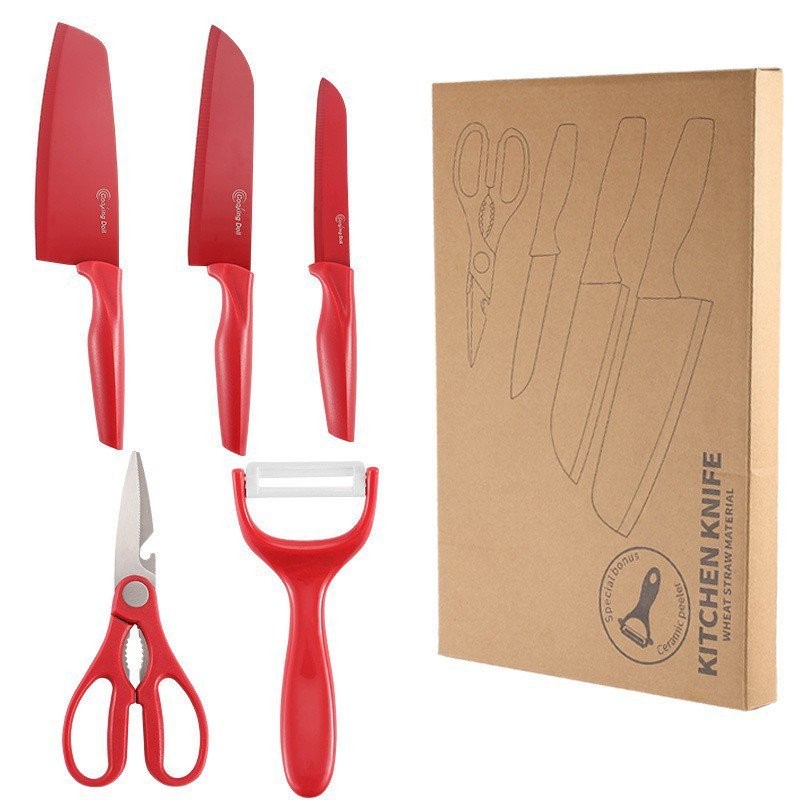 Get gifts/HY-6Chinese Red Cutter Set Stainless Steel Kitchen Knife5Set ...