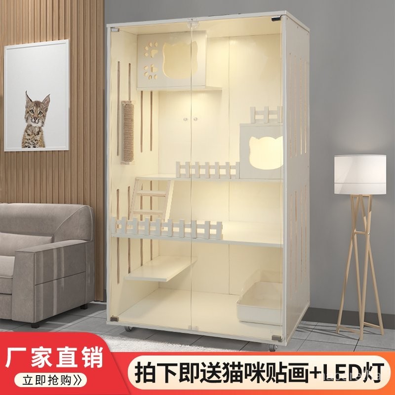 HY-6/Solid Wood Cat Cage Villa Two-Tier Cat Cage Cat Cage Cattery Cat House Home Cat Nest Cat ...