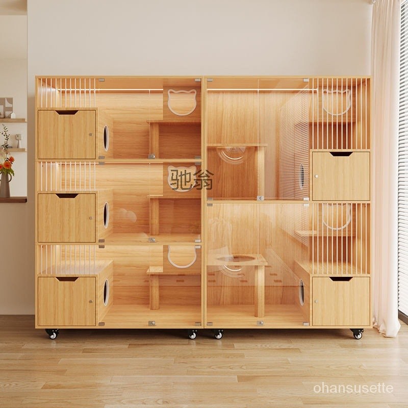 Hy 6 Cat Cage Villa Super Large Free Space Home Integrated Indoor Two