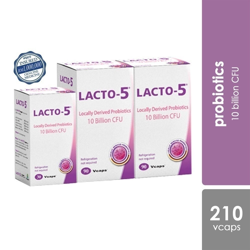 Lacto-5 Probiotics For Digestion System (500mg x 90s x 2) [Free 30s ...