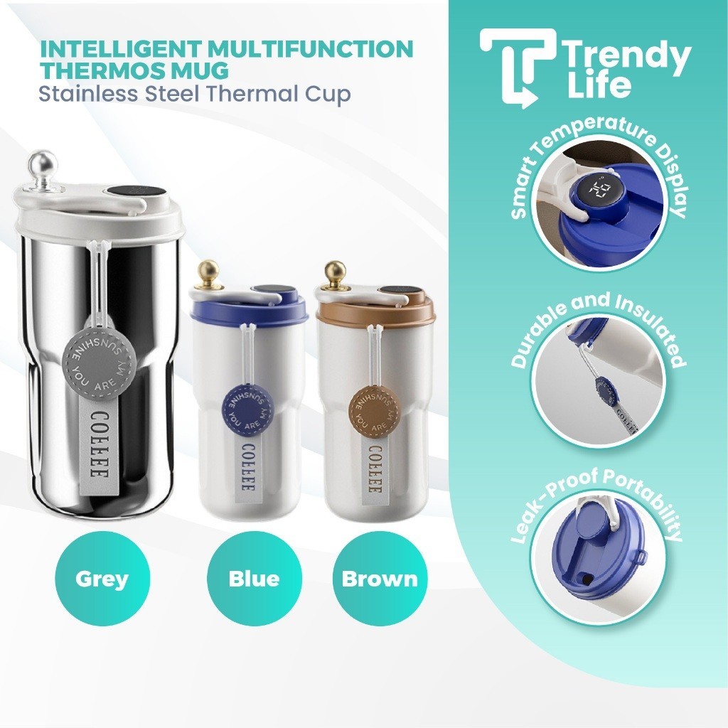 Smart LED Temp Display | 420ml Stainless Steel Thermal Flask Tumblr Digital Coffee Cup Gift ...