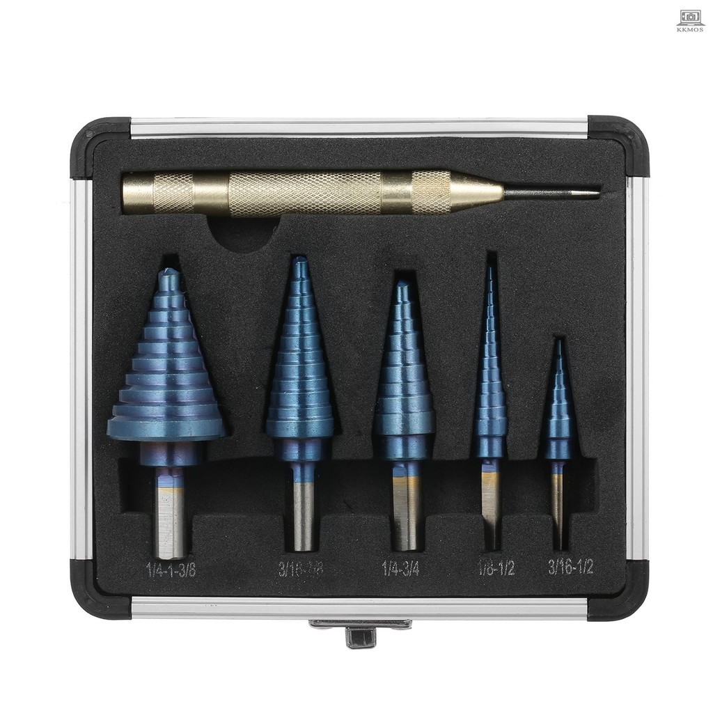 50 Sizes HSS Step Drill Bit Set with Automatic Center Punch and ...