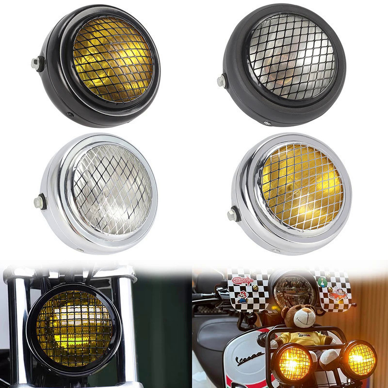 Brand new Universal Motorcycle Round Headlight Front Mesh Grill ...