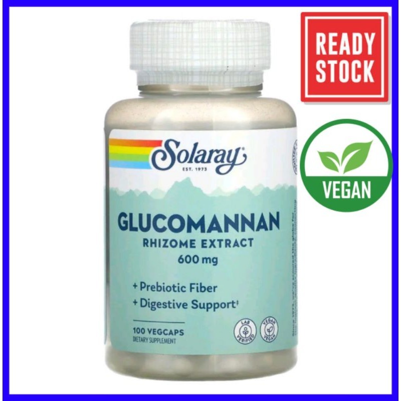 Solaray Glucomannan Konjac Root Fiber 600mg 100Veggie Capsule | Shopee ...