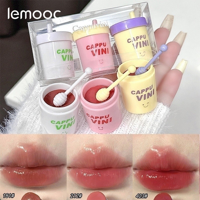 Cappuvini Milk Tea Cup Solid lip gloss moisturizes Mirror Bean Paste ...