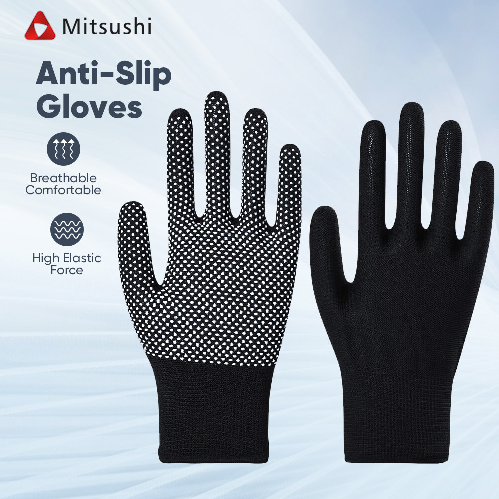 Mitsushi Black Gloves Sarung Tangan Anti-Slip Palm Grips Labor ...
