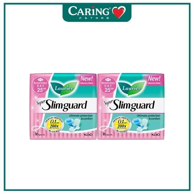 LAURIER PAD SUPER SLIM GUARD DAY WING ULTRA ABSORBENT 25CM 16S × 2 ...