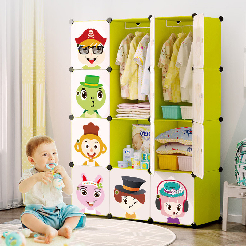 JY-H/Simple Wardrobe Plastic Solid Wood Fabric Storage Cabinet Children ...