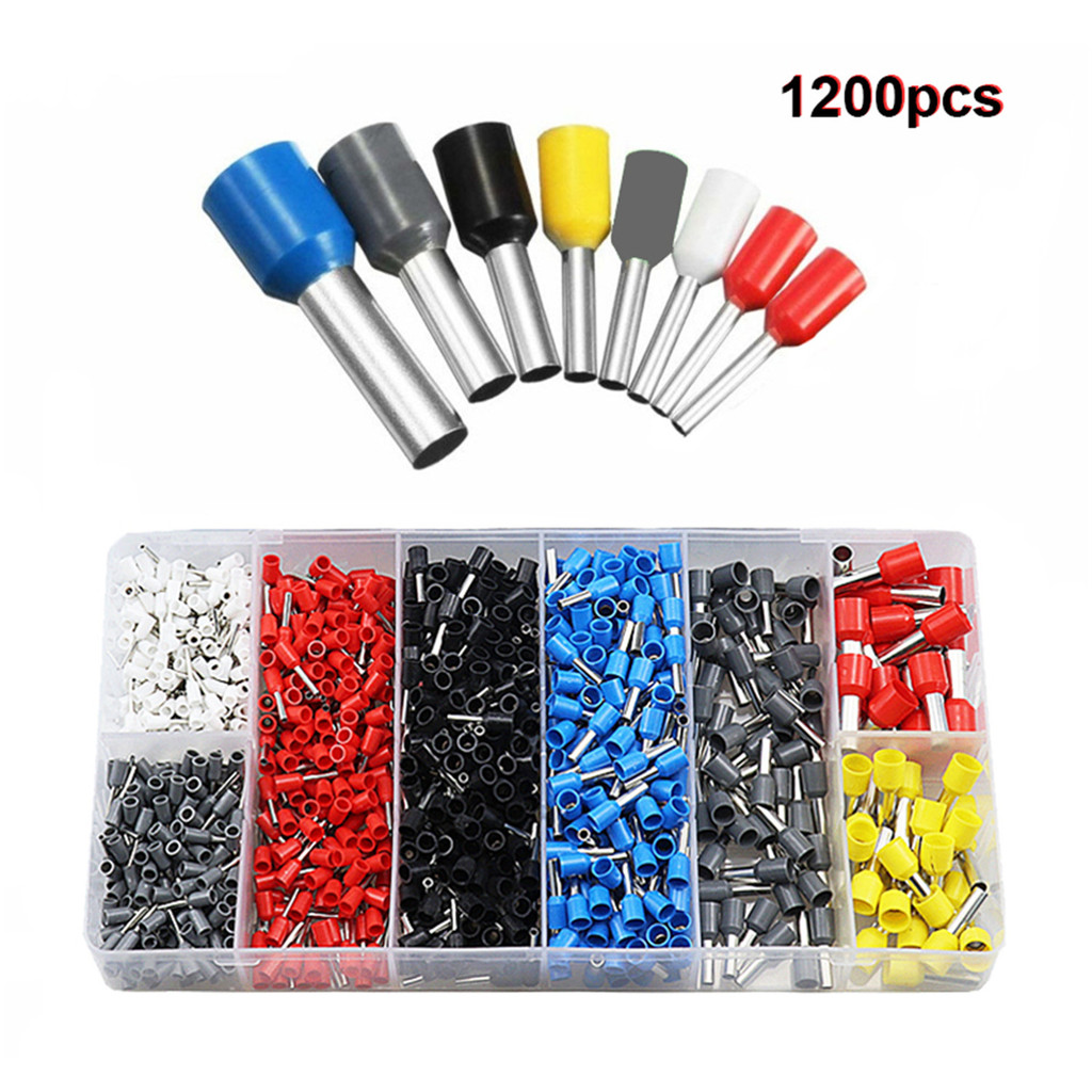 1200pcs Tubular Cold Pressure Wire Connector Cable Crimps Cord End ...