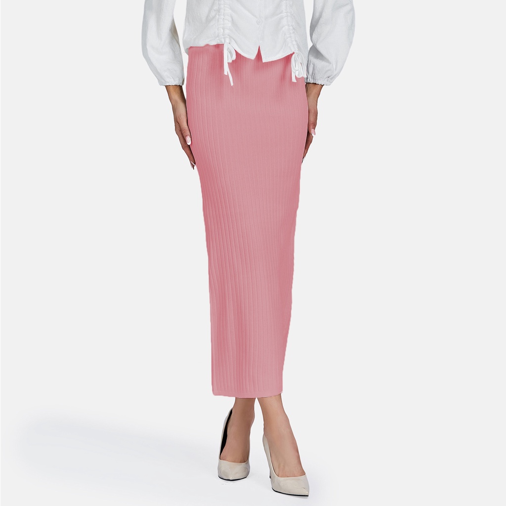 ZANZEN Women Pencil Skirt Maxi Skirt Rok Rajut Span Tebal High Rok ...