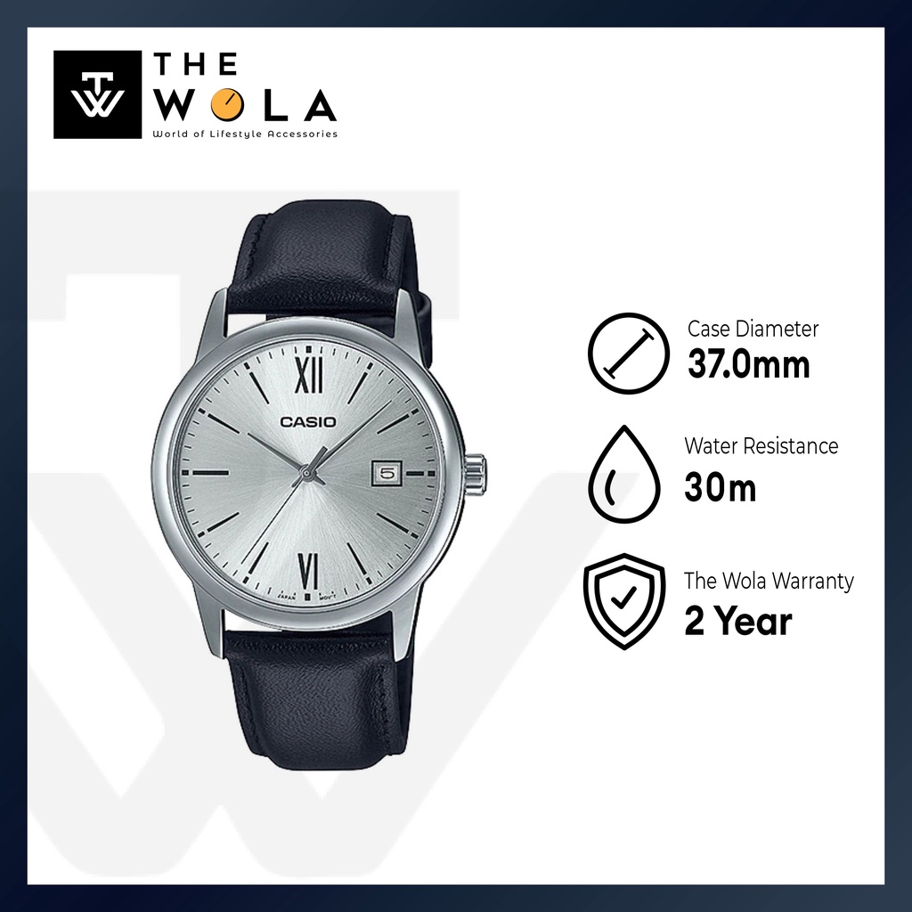 2 Years Warranty Casio Mens Analog Mtp V002l 7b3 Black Stainless Steel Watch Shopee Malaysia