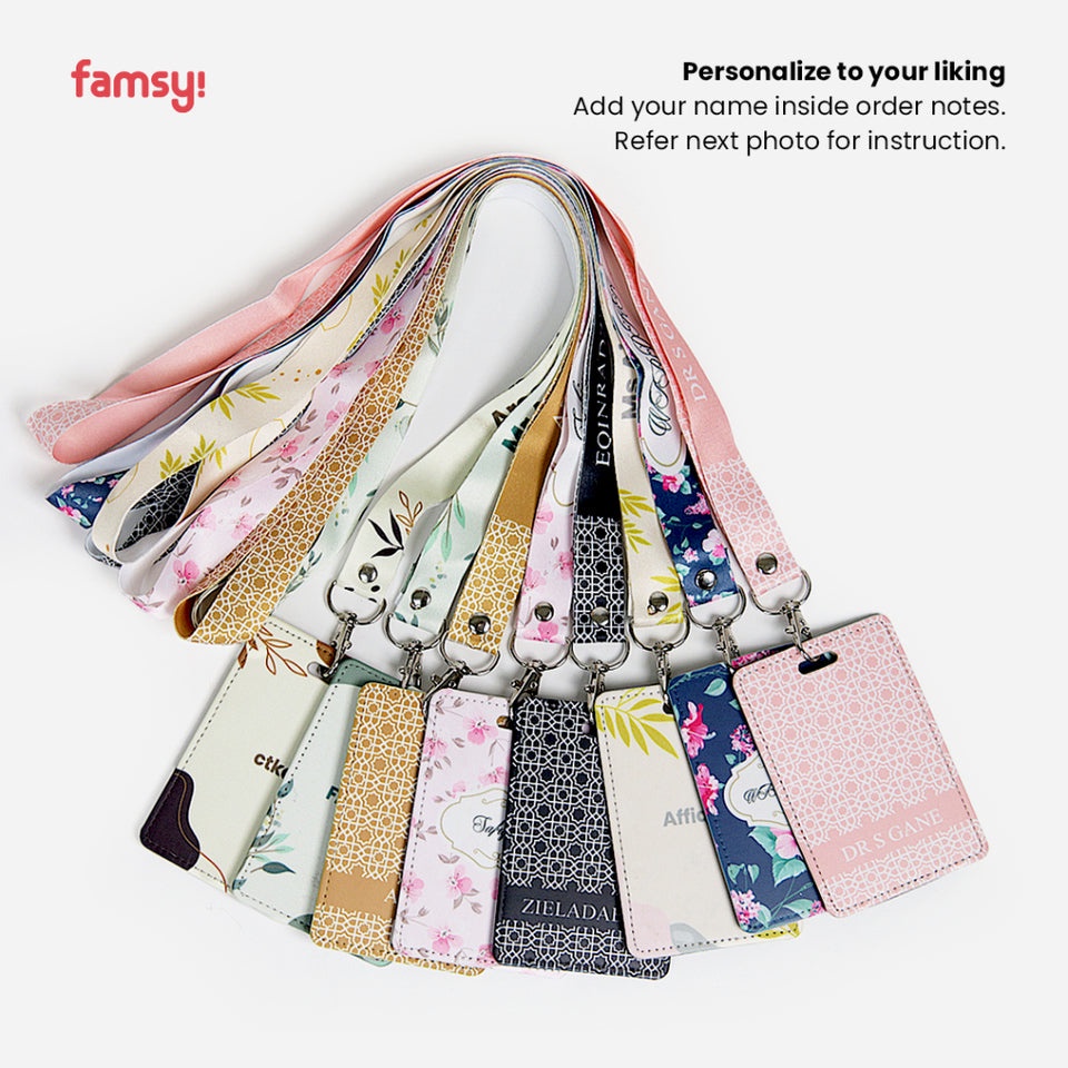 FAMSY Lanyard Tali Name Cardholder Strap Clasp Free Name Customisation ...