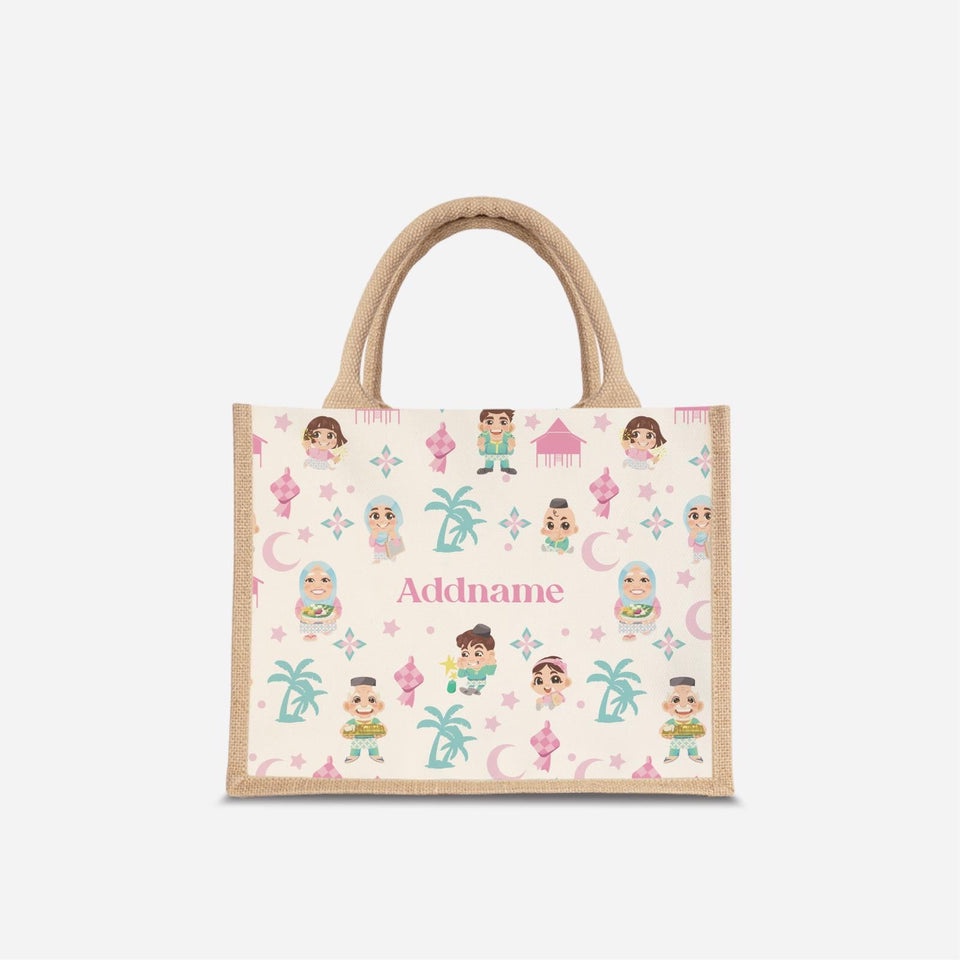 FAMSY Best Gift Custom Tote Jute Canvas Bag, Free Add Name Full Print ...