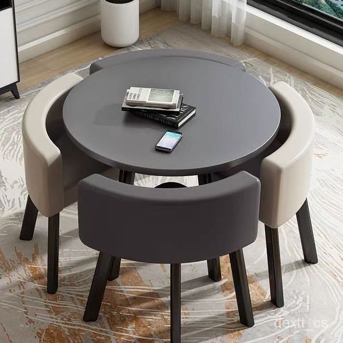Creative Milk Tea Dining Table Casual Small round Office Reception Shop ...